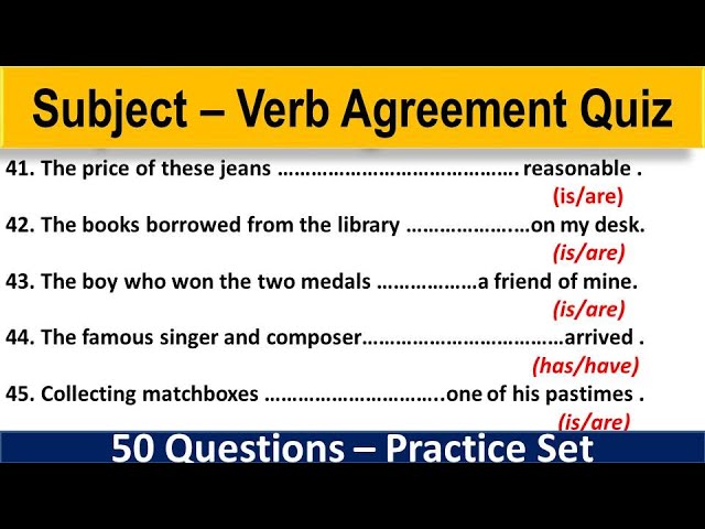 Subject-Verb Agreement Quiz - Quizzes - My English Path